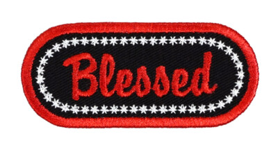 Blessed Oval Embroidered Patch Black/Red Iron-On Sew-On Jacket Bag Backpack Hat | eBay