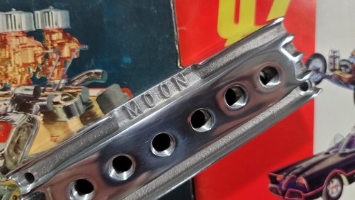 MOON 6 Carb Polished Aluminum FUEL BLOCK Finned Hot Rod Drag Racing ...