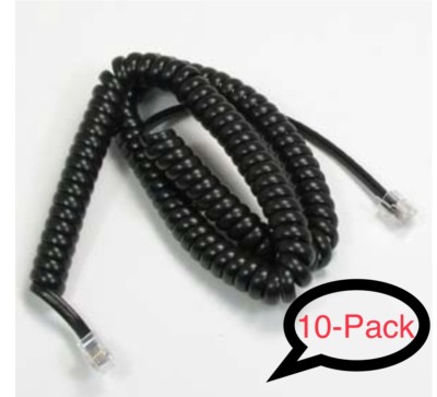 12ft Telephone Handset Receiver Cord Phone Coil Cable 4P4C - Black 10 ...