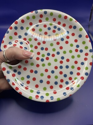 Avon Polka Dot Mingling Plates - hold stemmed glass, 7" round melamine ...