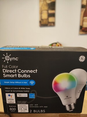Cync by GE Smart LED Bulbs 2 A19 Color Changing Bulbs Full Color Direct ...