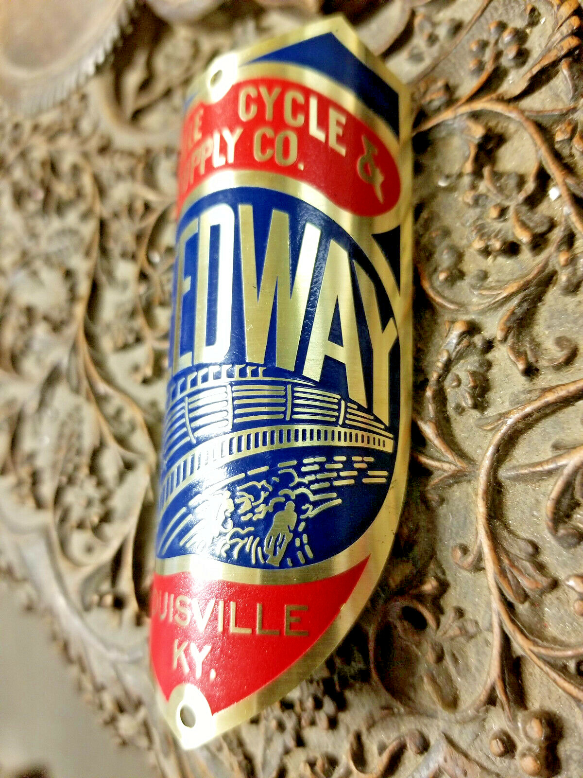 Speedway Bike Badge Bicycle Emblem Louisville Ky. Cycle & Supply Co. | eBay