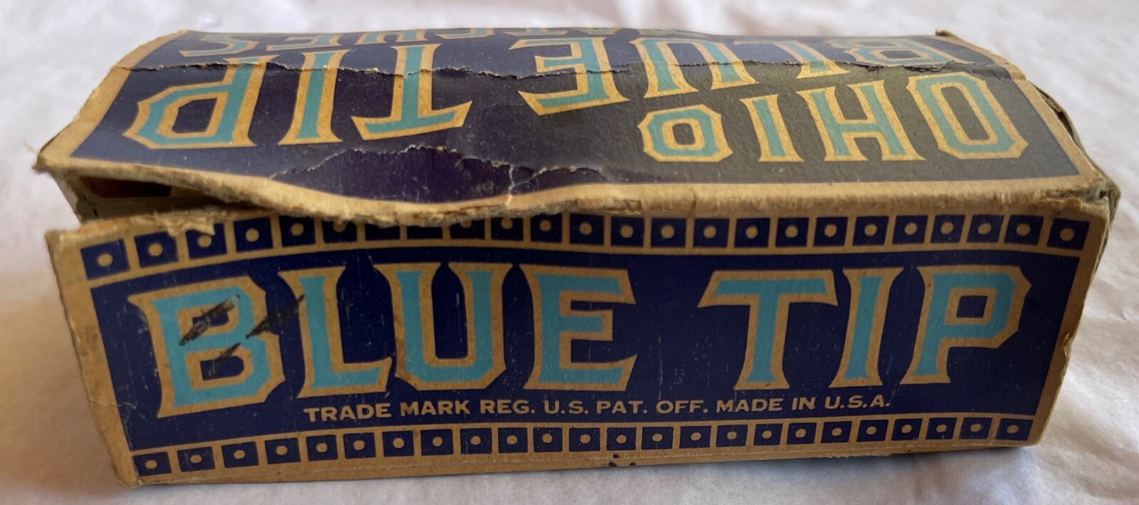 VINTAGE OHIO BLUE TIP MATCHES BOX, EMPTY, VINTAGE WEAR | eBay