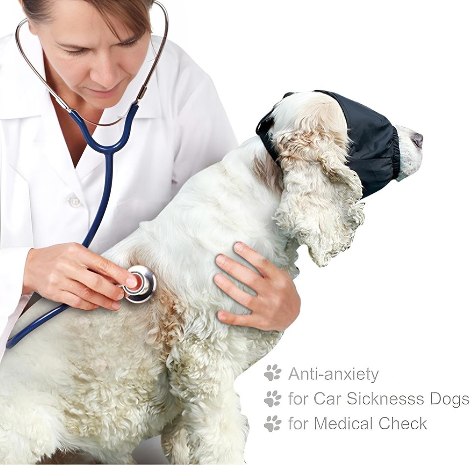 NACOCO Dog Calming Cap Eye Mask Nylon Shading Pet Anxiety M, Black | eBay