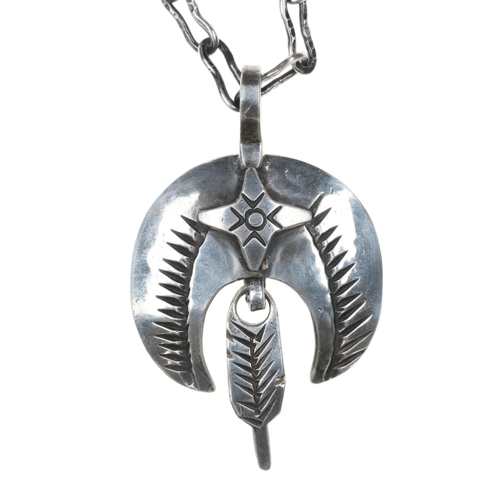Chief Wolf Robe Hunt Acoma (1905-1977) silver necklace with pendant | eBay
