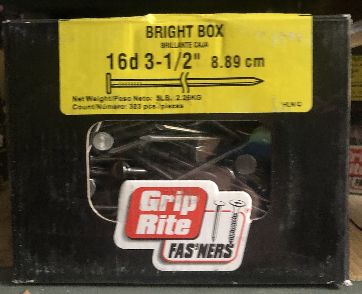 5 Lb Box GRIP-RITE 16D 3-1/2" BOX Nails. Approximately 323 Nails | eBay