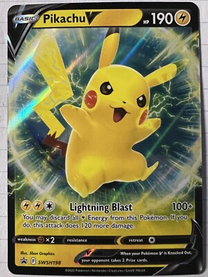 Pokémon PIKACHU V ~ Black Star HALO Promo SWSH198 *** | eBay