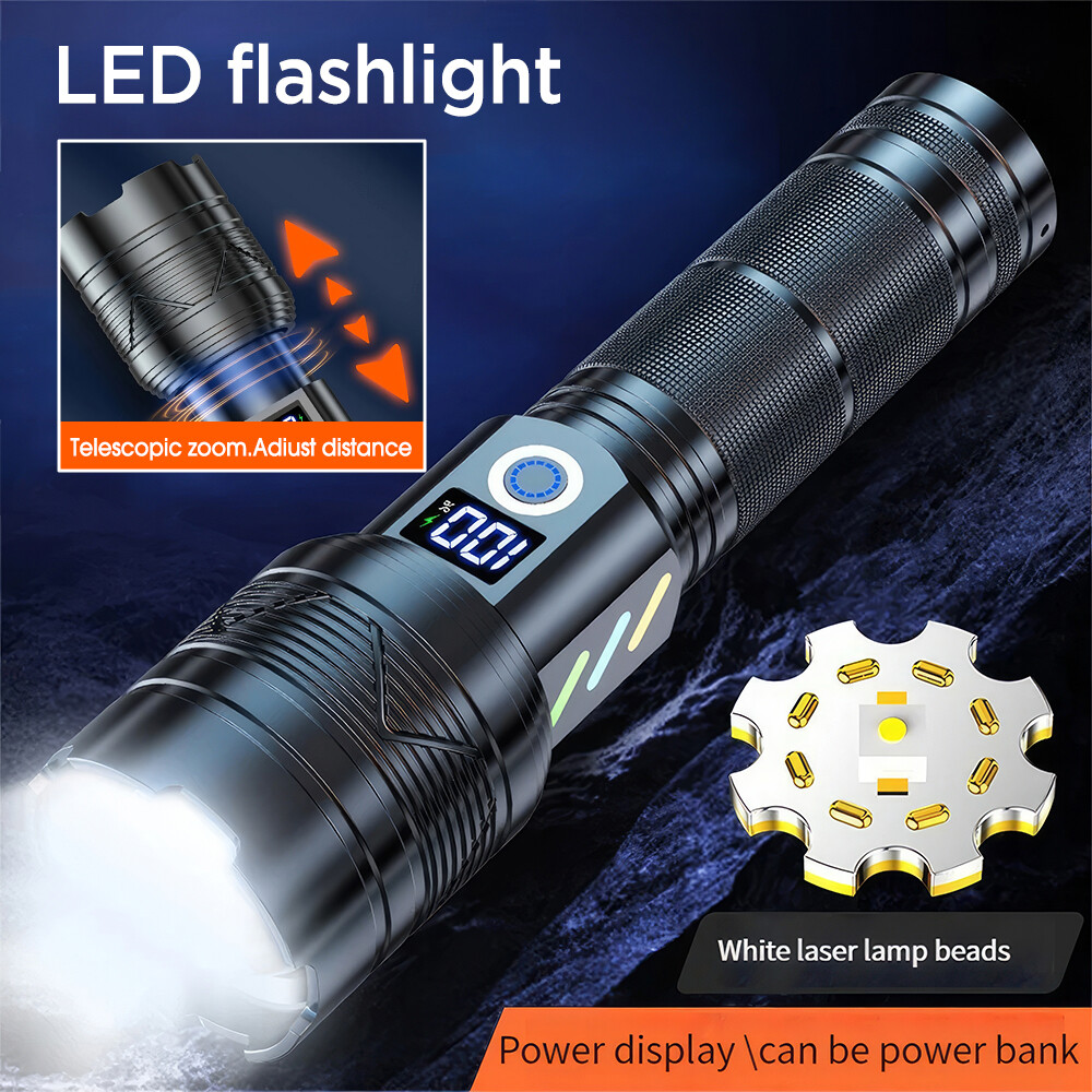 3000mAh Super Bright LED Flashlight Rechargeable LED Torch Zoomable ...