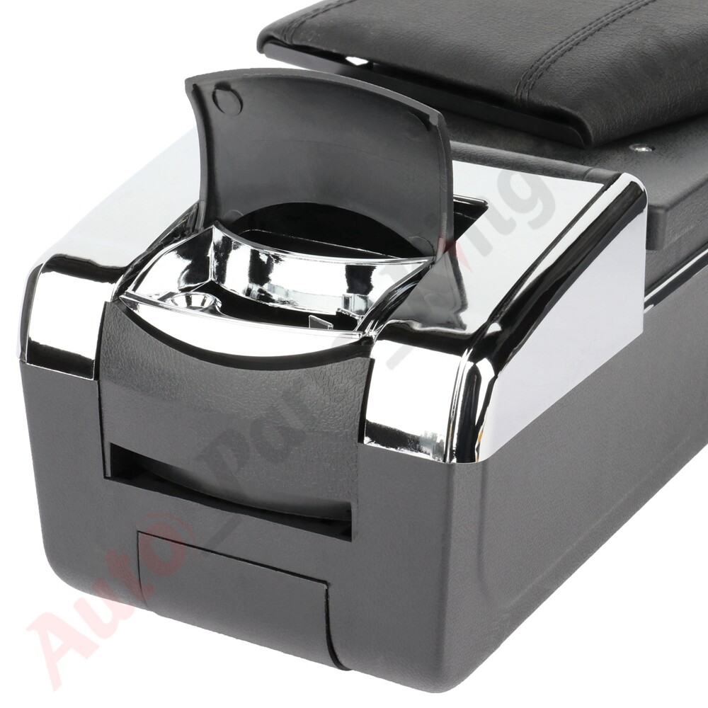 Black Leather Center Console Armrest Storage Box Central Container ...