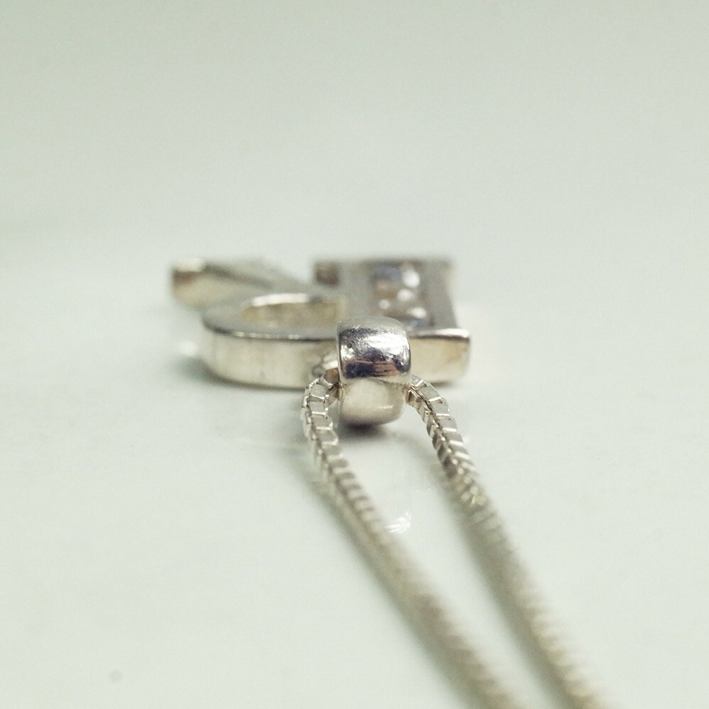 Sterling Silver CZ Letter R Pendant/24.25" Box Chain 1mm | eBay