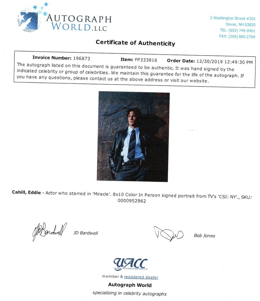 AUTOGRAPHED 8X10 SIGNED BY EDDIE CAHILL AS DON FLACK ON CSI" NY UACC ...