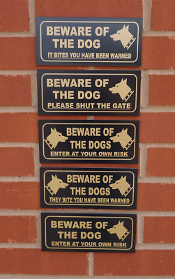 BEWARE OF DOG DOGS sign or sticker 210x90mm choice of bite bites risk ...