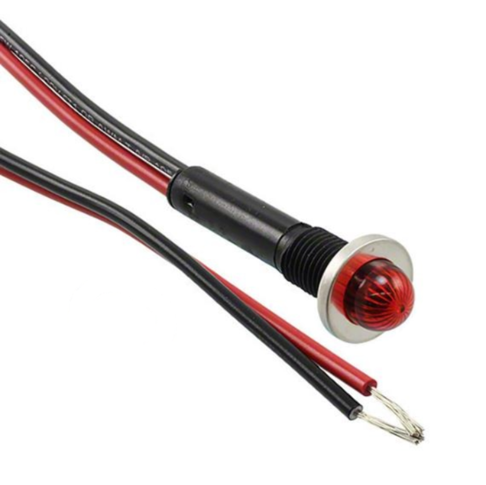 6011M1 Indicator Neon Panel Red 208V ~ 250V Wire Leads - 4.6" (116.84mm ...