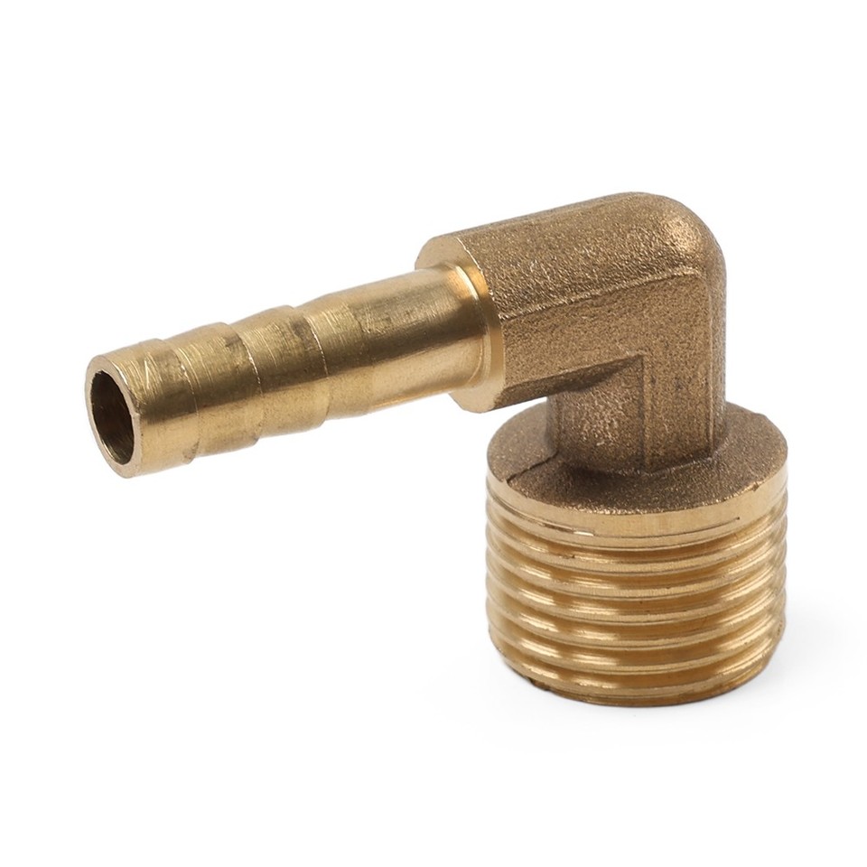 Brass Barb Hose Fitting 90 Degree Elbow 8mm Barbed x 1/2G Male Pipe ...