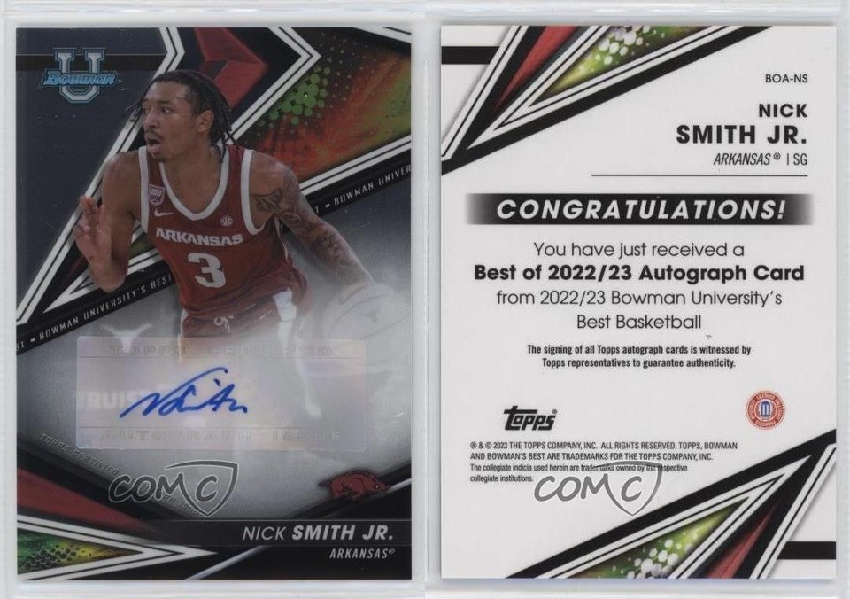 2022-23 Bowman U Best of 2022-23 Nick Smith Jr #BOA-NS Auto 0t28 | eBay