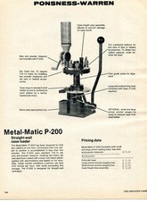 Ponsness Warren P200 Metal-matic 10 Turret Reloading Press for sale ...