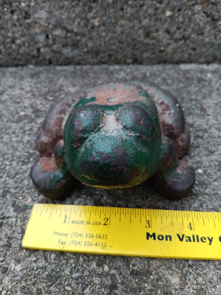 Antique Original HEAVY Hubley Cast Iron Frog Doorstop PAPERWEIGHT, Five ...