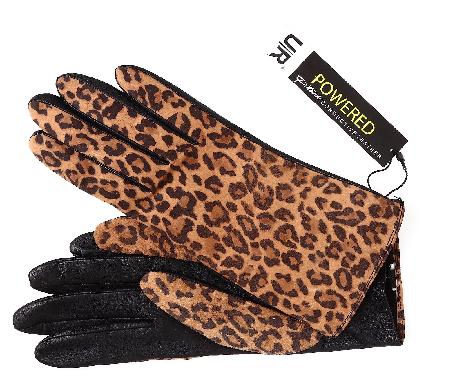 UR Powered Women's Leather Cheetah Print Gloves Black Brown Sz 7 0906 ...