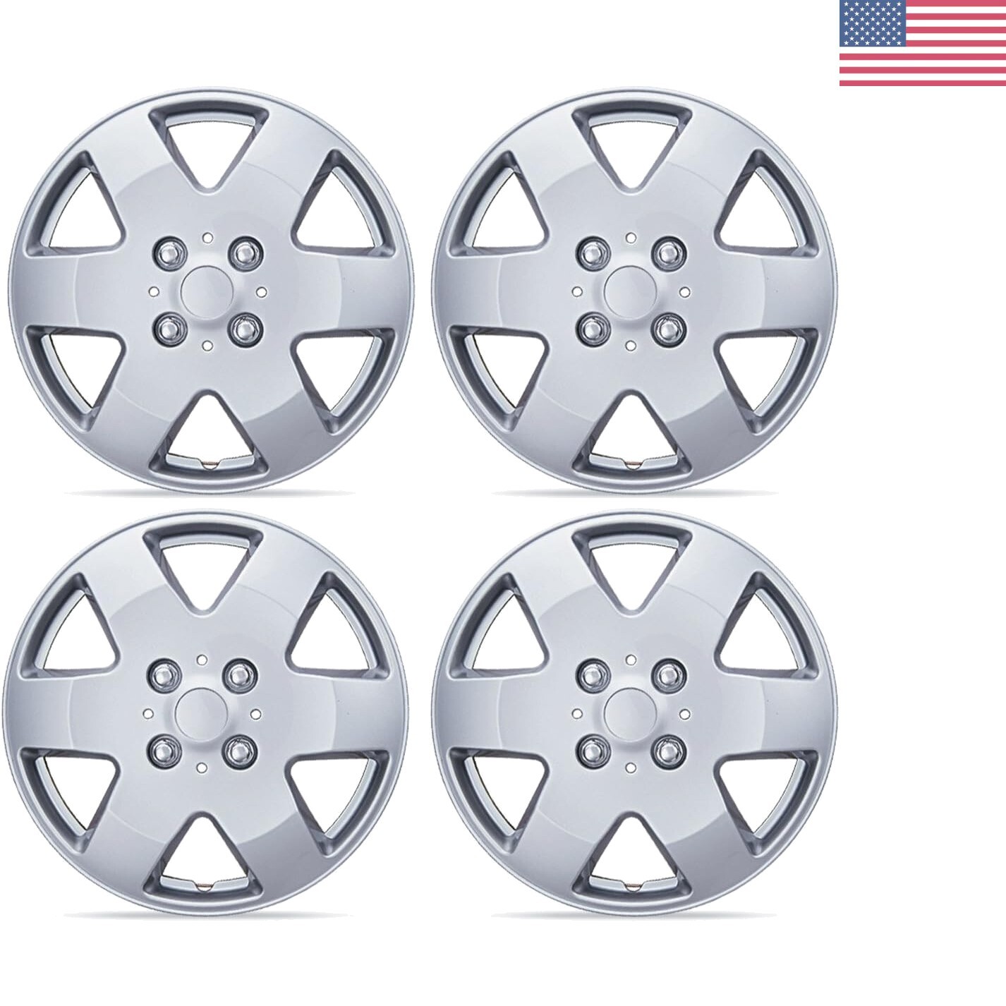 15 Inch Silver Hubcaps - 4 Lug Nuts, OEM Replica, Easy Snap-On ...
