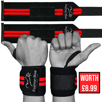 Wrist Wraps Weight lifting Gym Straps Support Strength Elasticated Hand ...