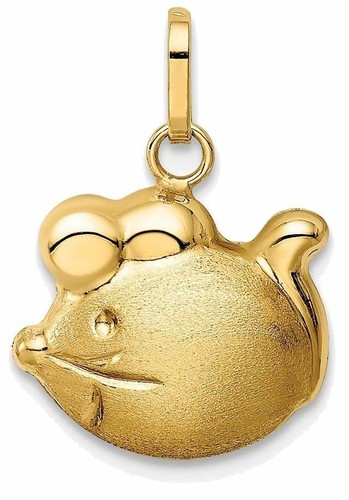 14k Yellow Gold Satin & Polished Mouse Pendant | eBay