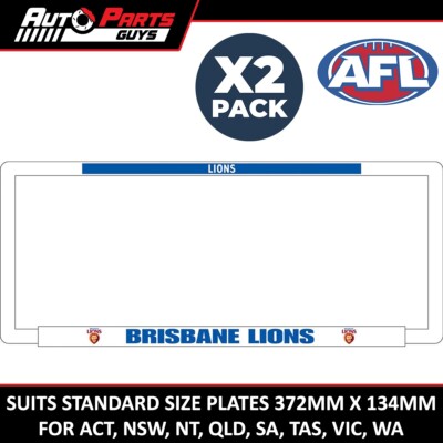 Pair of Official AFL Number Plate Frame Surround Covers Brisbane Lions ...
