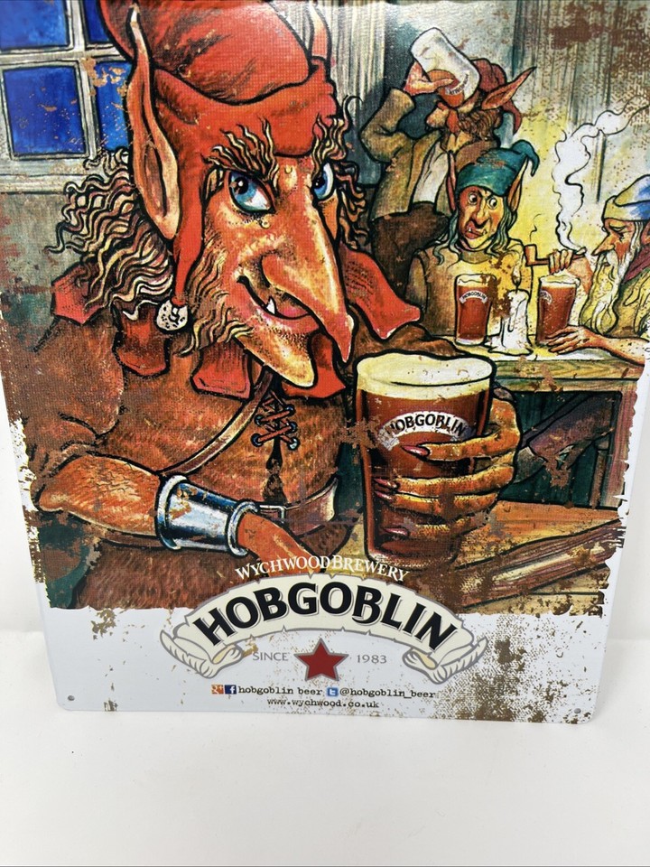 HOBGOBLIN WHAT'S THE MATTER LAGERBOY? METAL TIN BEER SIGN BAR MAN CAVE ...