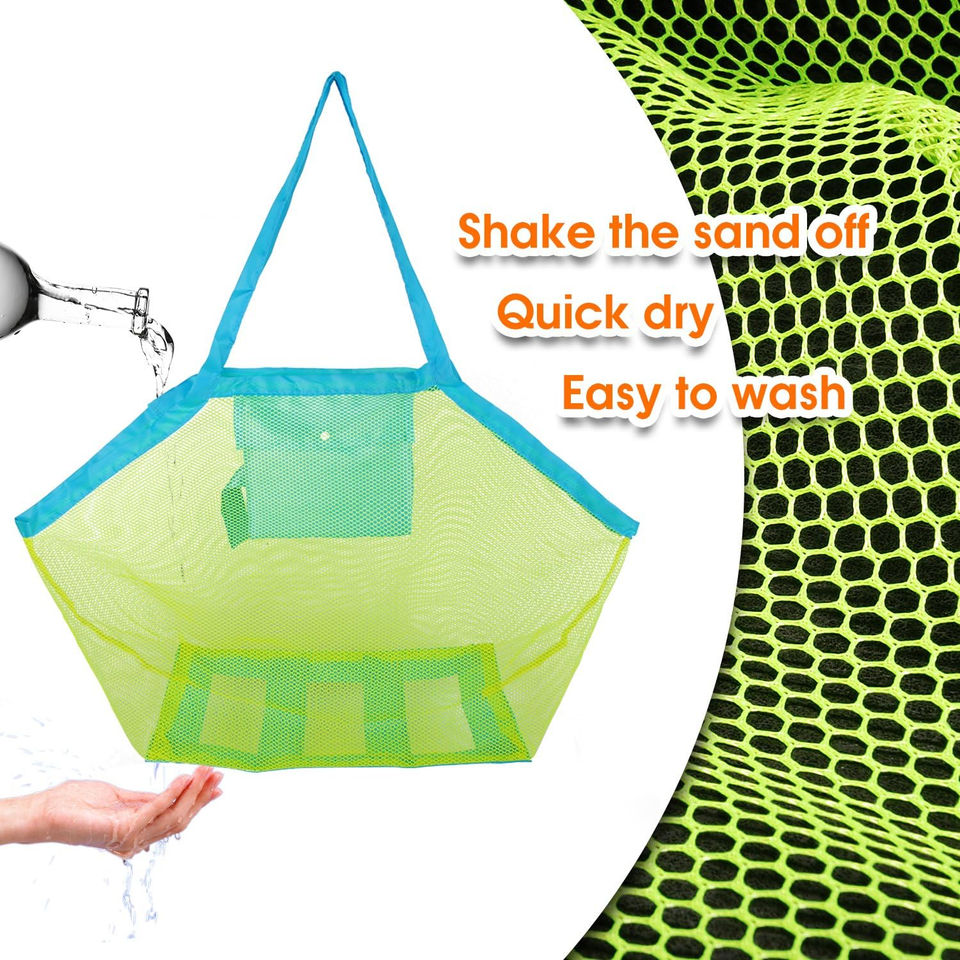 Mesh Beach Bag and Tote for Sand Toys Beach Net for Kids Xl（Green ...