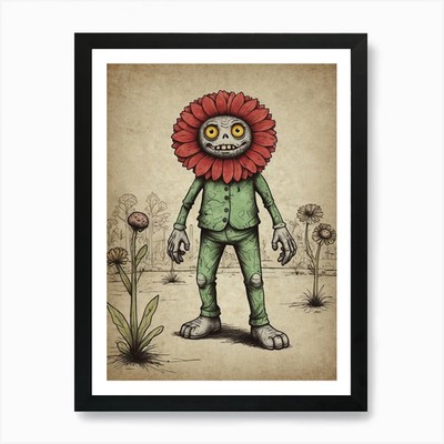 Zombie In A Flower Art Print Framed Wall Art Poster Canvas Print ...