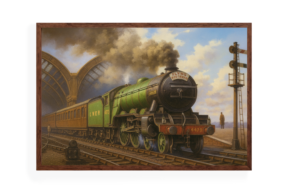 Flying Scotsman Steam Train Railway Poster Print Framed Canvas Wall Art ...
