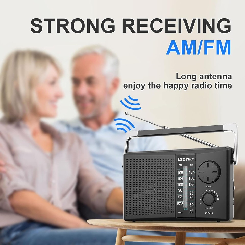 AM FM Portable Radio AC or Battery Operated Big Speaker Earphone Jack ...
