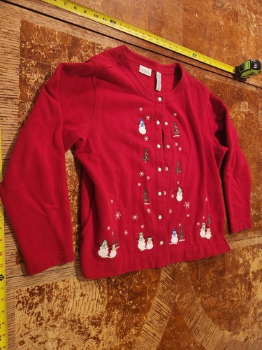 Classic Elements Christmas Sweater Women's Sz L (14-16) snowman #S51 | eBay