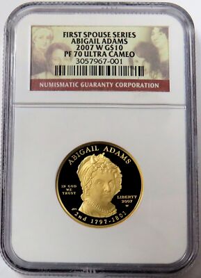 2007 W GOLD $10 ABIGAIL ADAMS 1/2 oz PROOF SPOUSE COIN NGC PF 70 UC | eBay