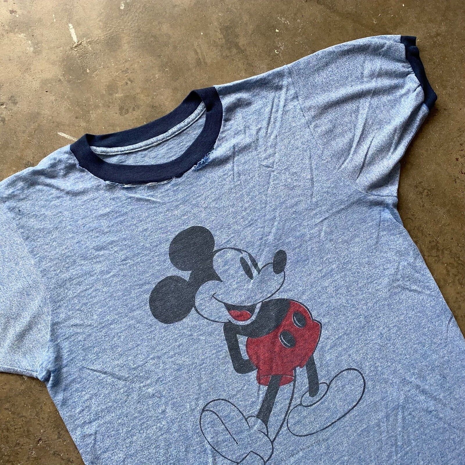 70s - 80s VINTAGE MICKEY MOUSE RINGER T-SHIRT SZ M TH… - Gem