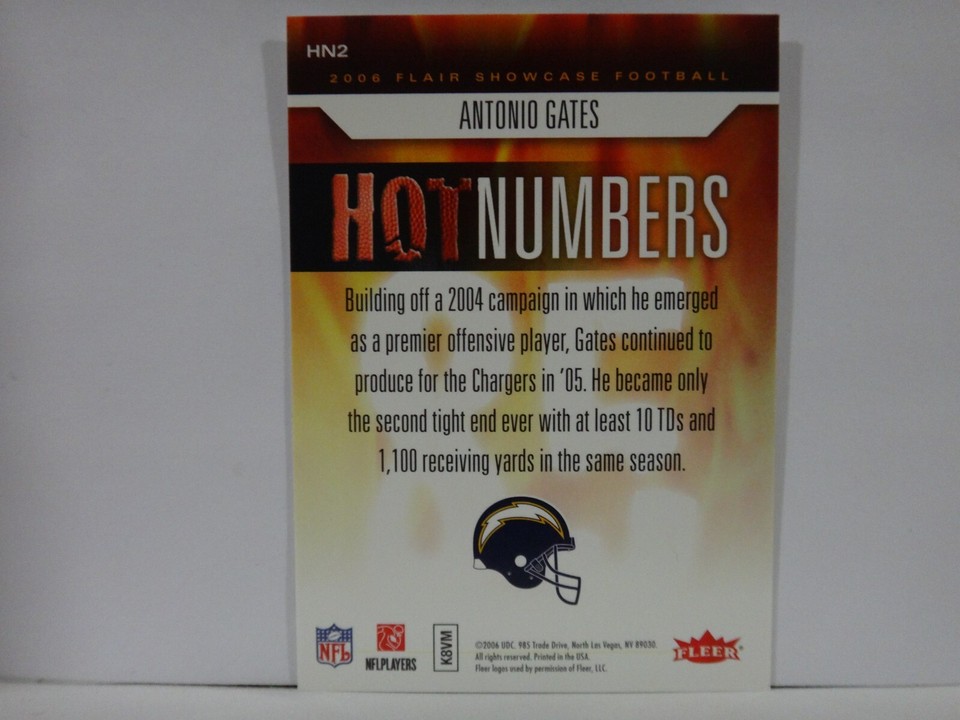 2006 Flair Showcase Hot Numbers Chargers Football Card #HN2 Antonio ...
