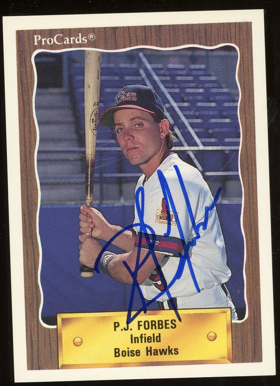 1990 Boise Hawks PJ P.J. FORBES Signed Card autograph AUTO PHILLIES ...