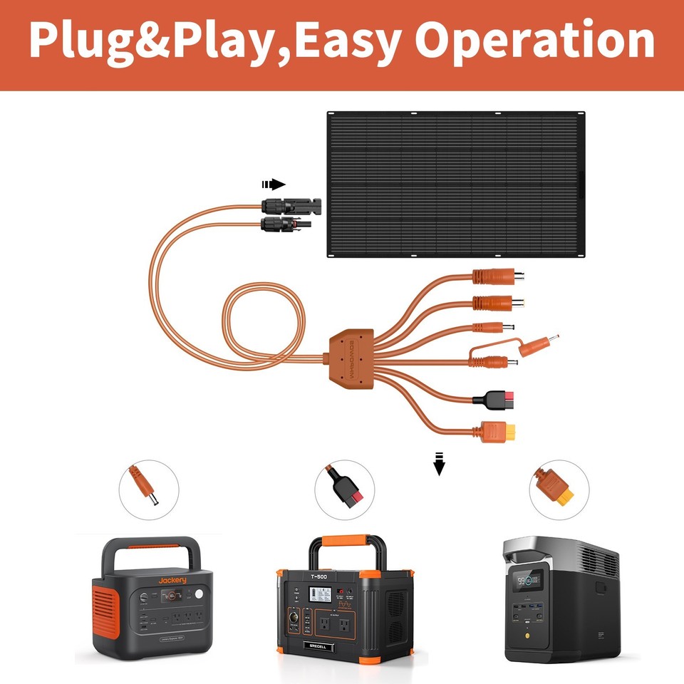 MHPOWOS Solar Panel to XT60 Anderson DC5521 DC5525 DC7909 DC8020 ...