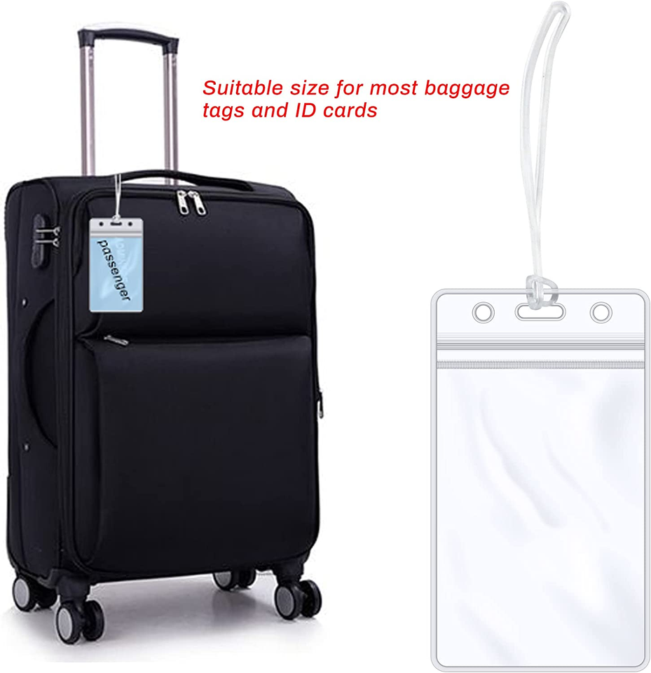 60 PCS Clear Plastic Luggage Bag Tag Holder Identification ID Card ...