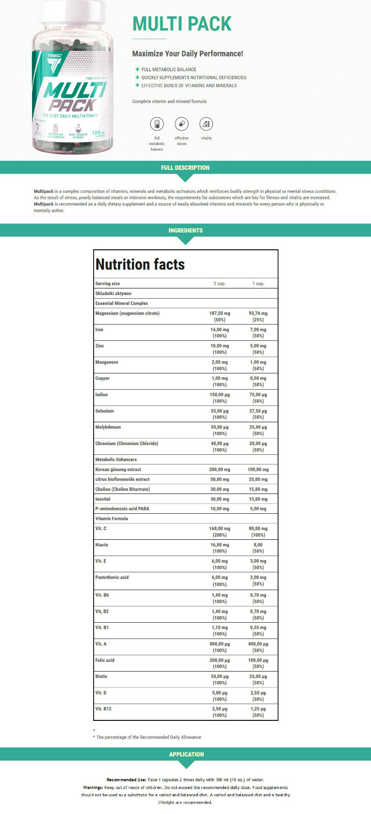 MULTIPACK Daily Requirement Of Vitamins & Minerals Icreases Health Of ...