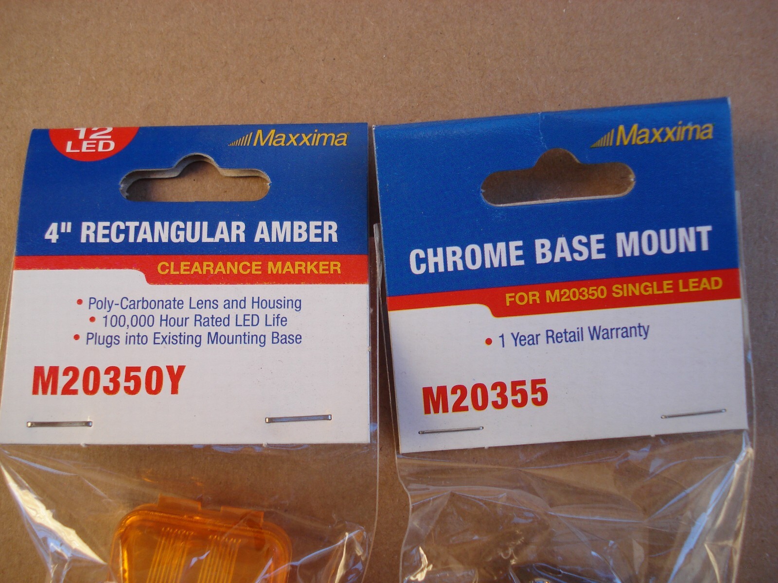 Maxxima 4" Rectangular Clearance Marker Light M20350Y 12 LED & Chrome ...