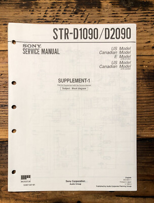 Sony STR-D1090 STR-D2090 Receiver Supp. Service Manual *Original* | eBay