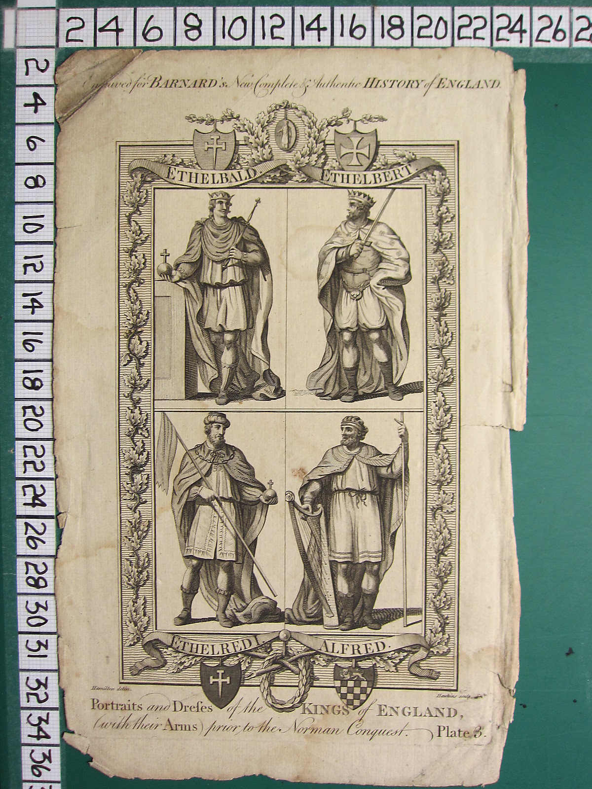 c1780 GEORGIAN PRINT ~ ETHELBALD ETHELBERT ETHELRED ALFRED KINGS OF ...