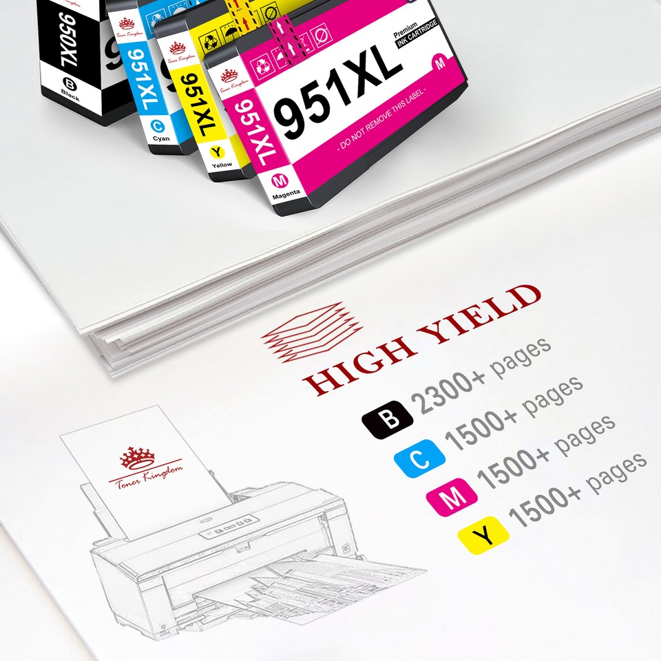 5x Black Color Ink for HP 950 XL 951 XL OfficeJet Pro 8100 8600 8610 ...