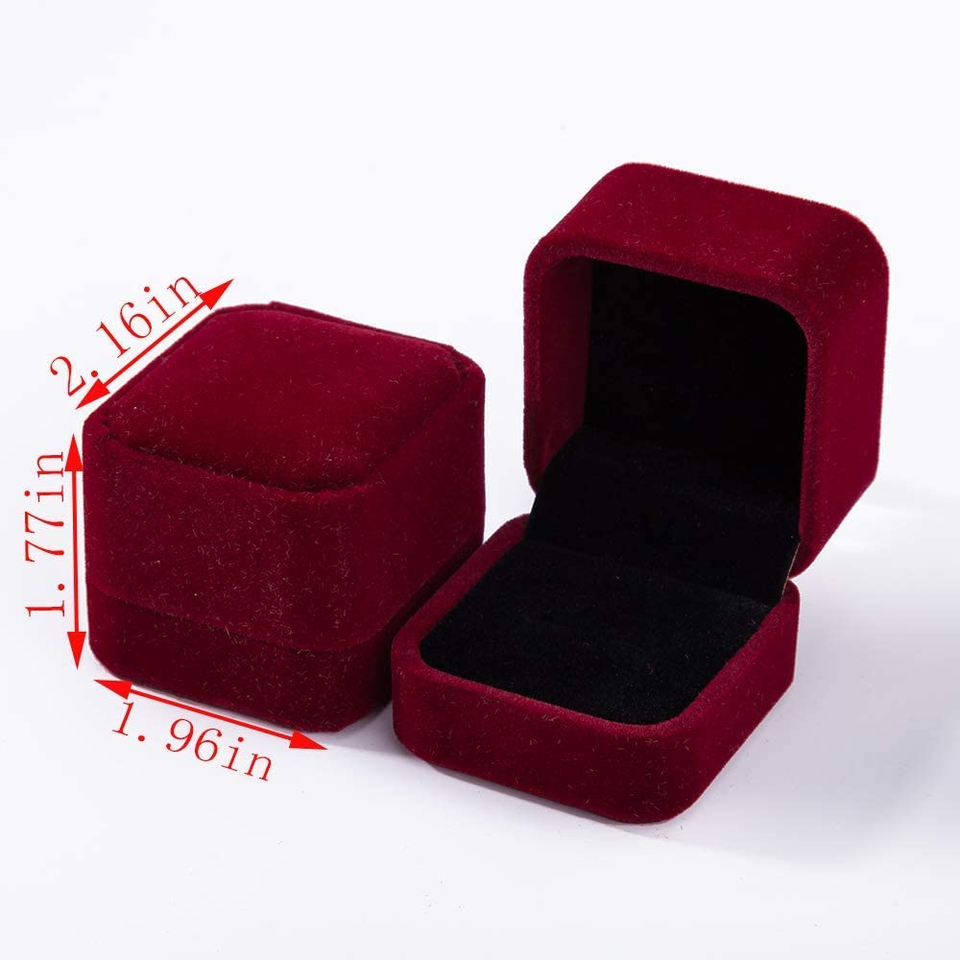 2 Pack Velvet Ring Boxes, Earring Pendant Jewelry Case, Ring Earrings ...