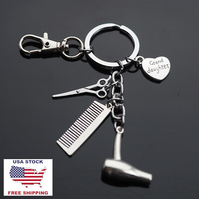 Barber Comb Scissors Hair Stylist Blow Dryer Keychain - Grand Daughter ...