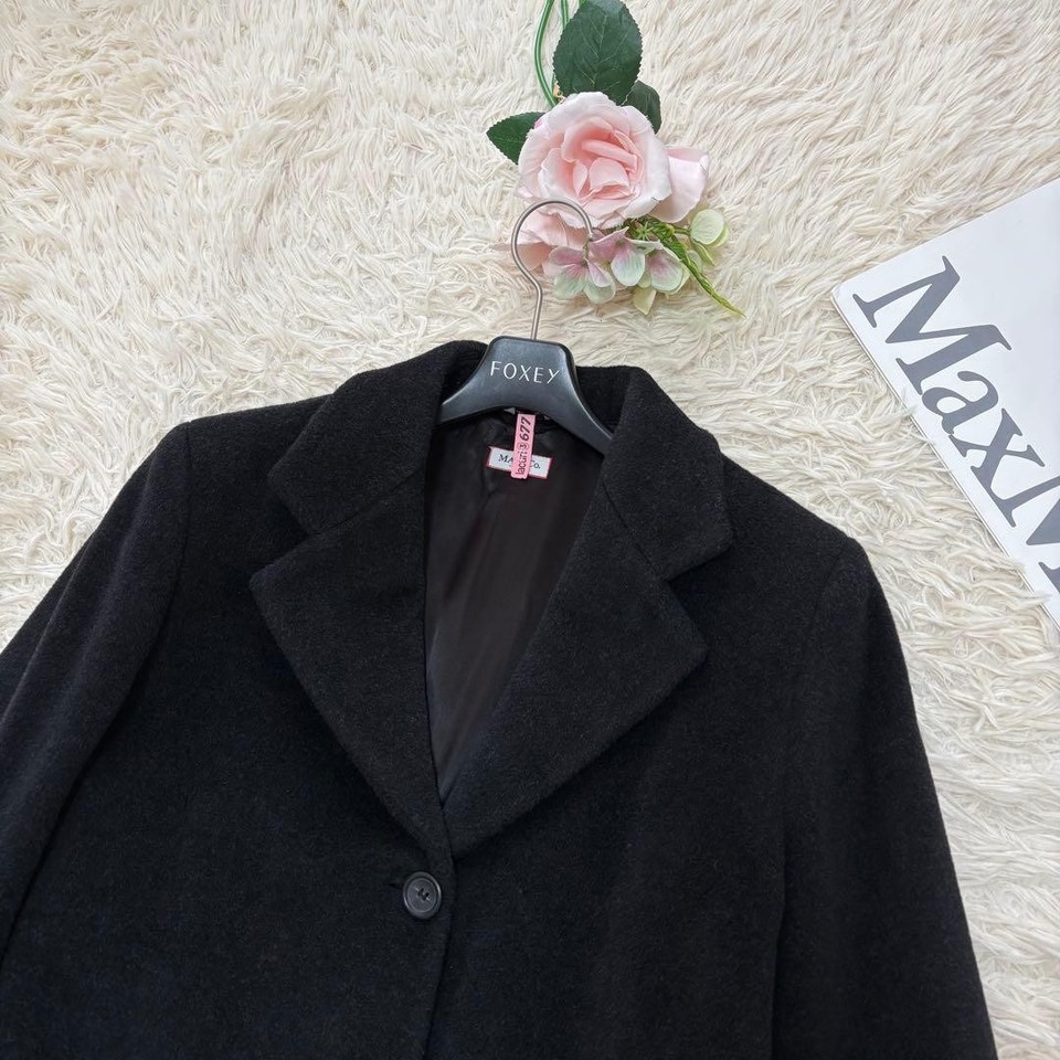 Max&Co Wool Blend Long Chester Coat Black 42/4 Cashmere Touch Used ...