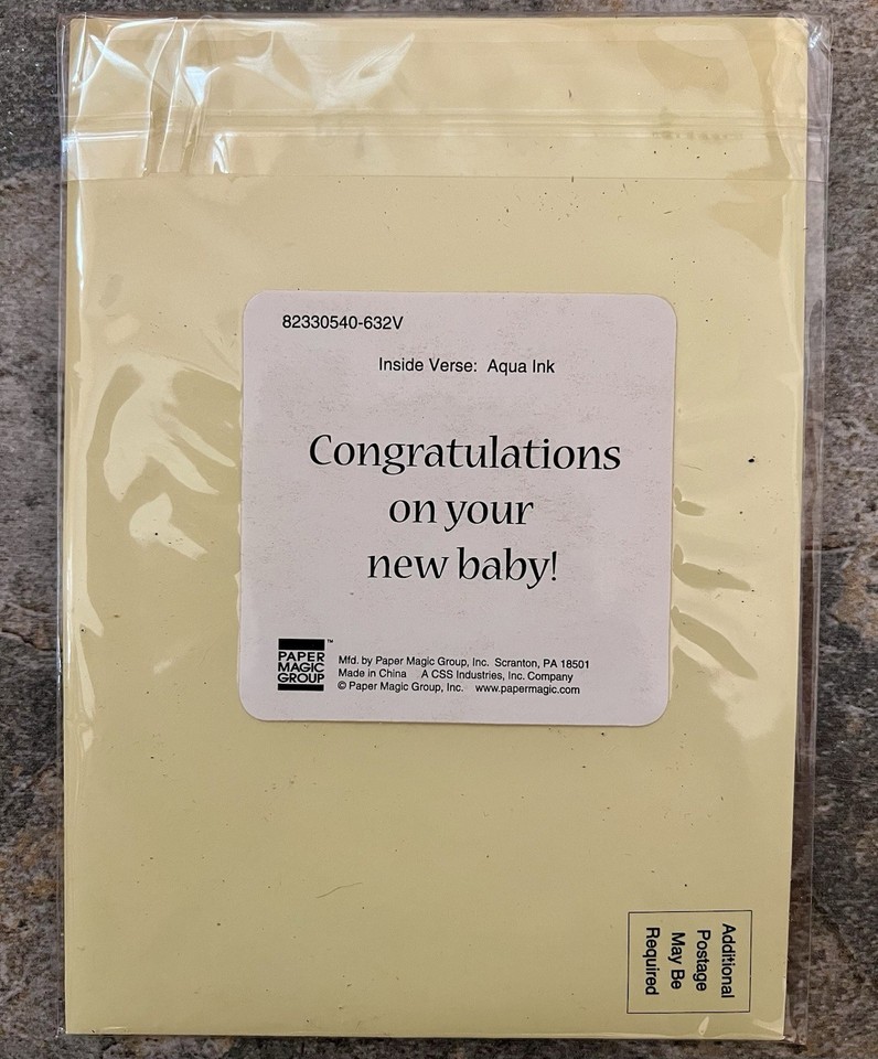 Sealed New Baby Card w/Envelope & Stamp NEW 3-D Embellishments SO CUTE ...