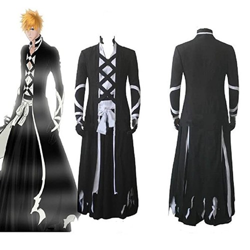 BLEACH Kurosaki Ichigo Coat Cloak Skirt Halloween Carnival Party ...