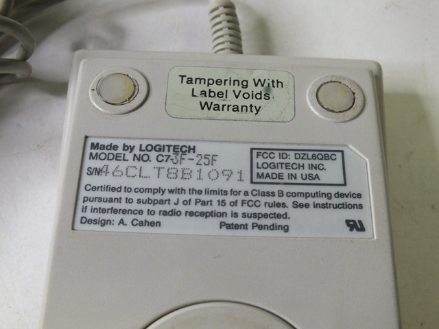 Working Logimouse By Logitech Model Number C7-3F-25F 3 button Computer ...