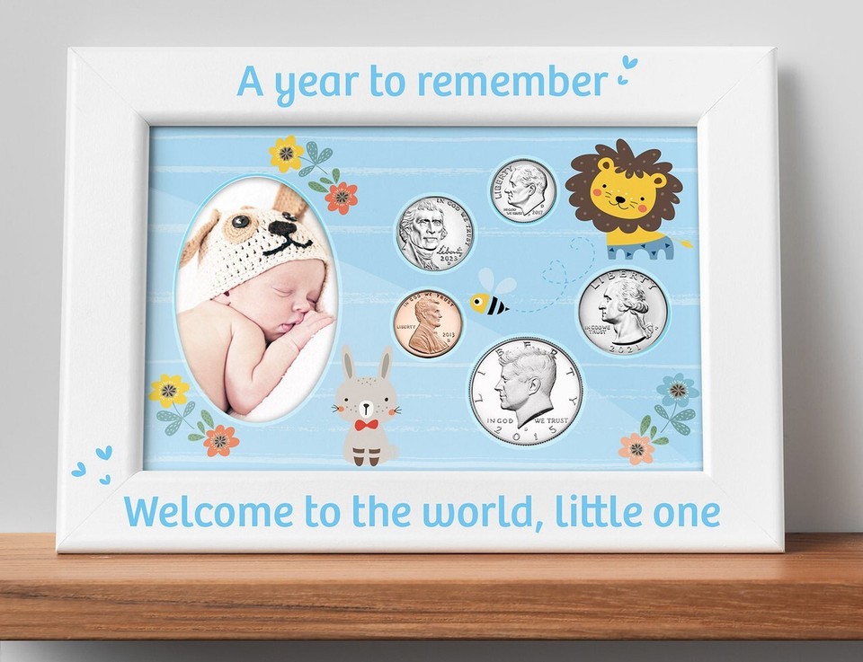 Birth Year New Baby Born Gift Coin Frame For Cent - US Half Dollar in ...